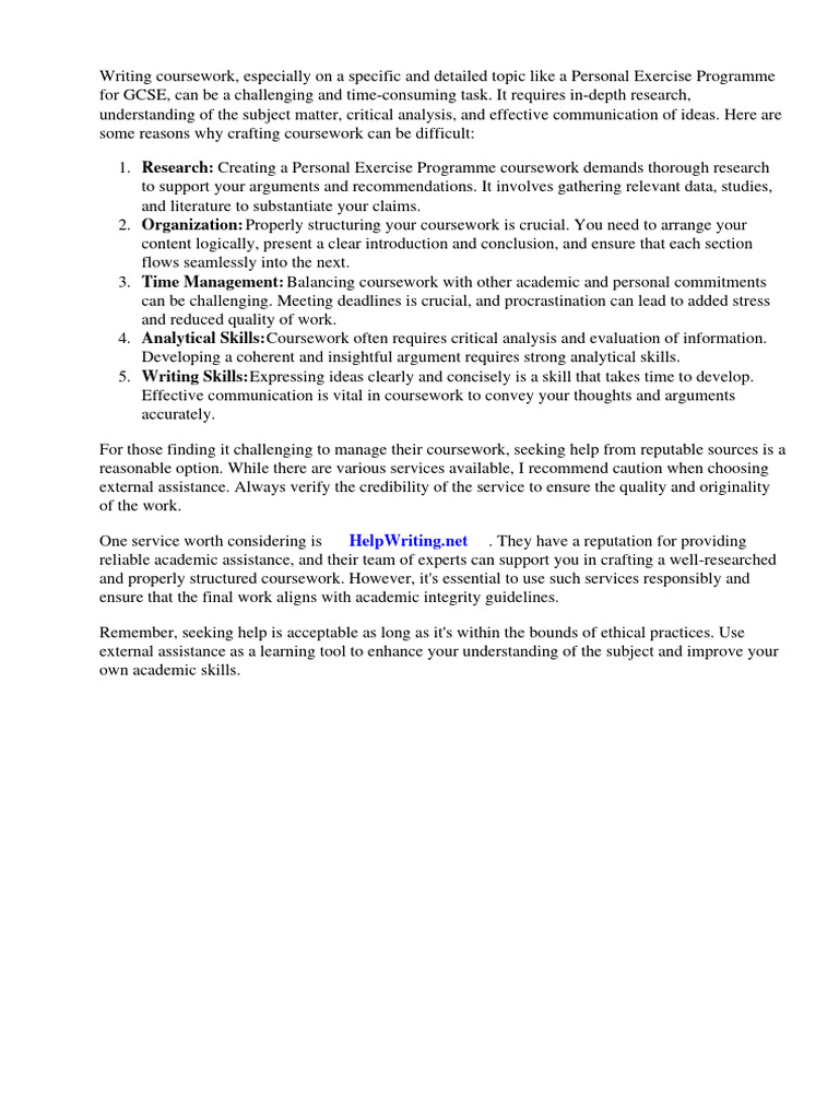 Personal Exercise Programme Gcse Coursework | PDF | Weight Training ...