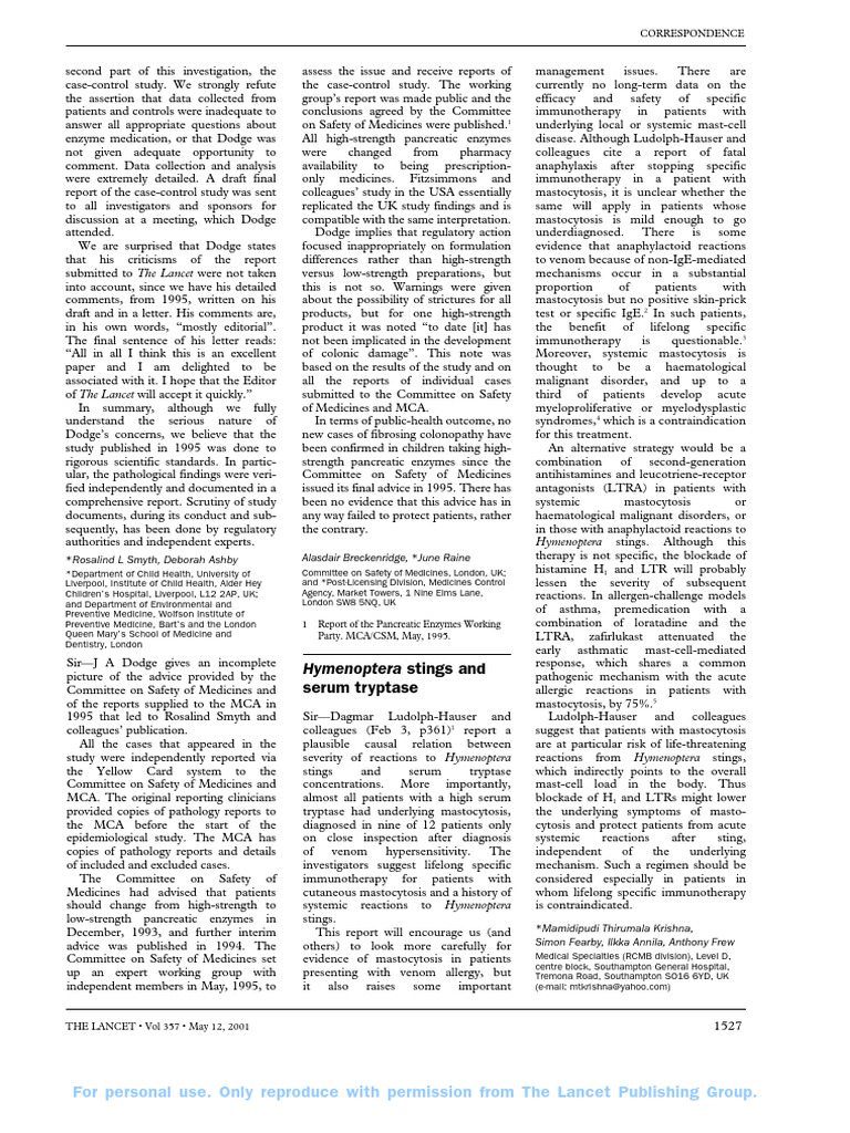 Concern About Records of Fibrosing Colonopathy Stu | PDF