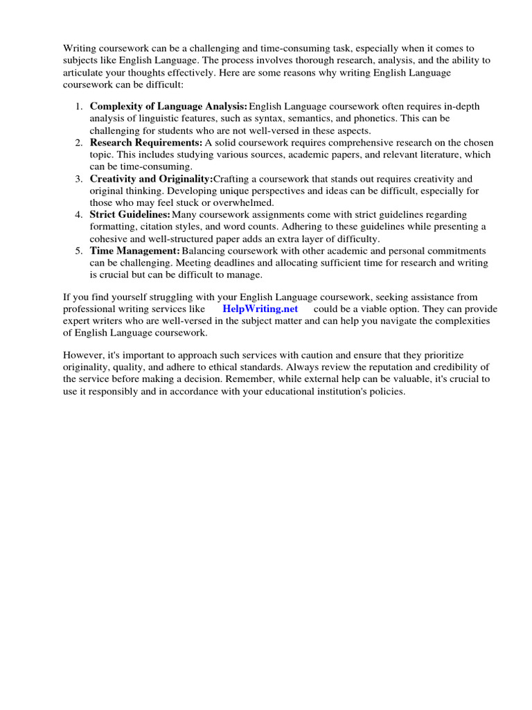 As English Language Coursework Help | Download Free PDF | Essays | Thought