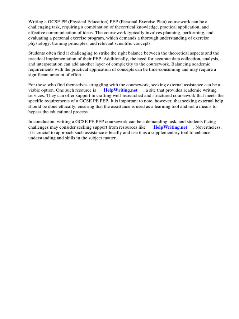 Gcse Pe Pep Coursework | PDF | Physical Fitness | Physical Education