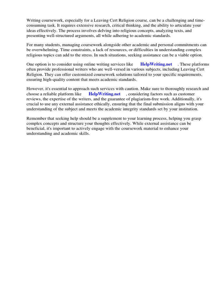 Leaving Cert Religion Coursework Examples | PDF | Lymph