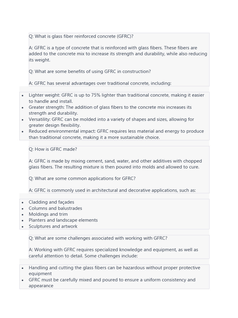 GFRC Basic | PDF | Concrete | Reinforced Concrete