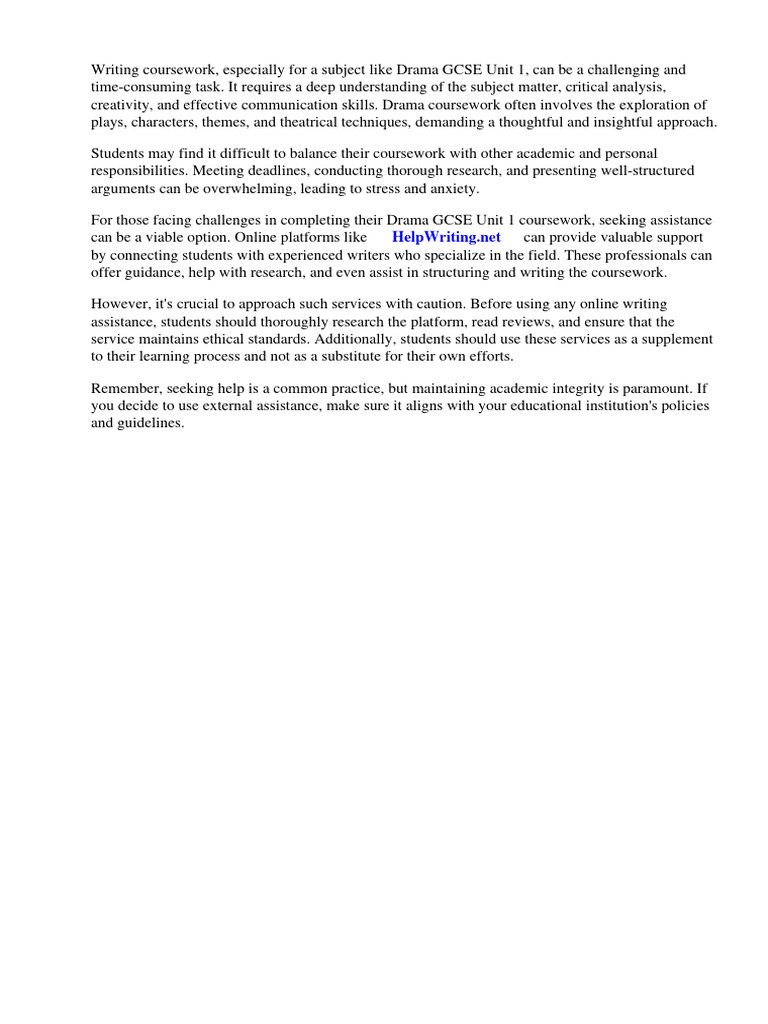Drama Gcse Unit 1 Coursework | PDF | Critical Thinking