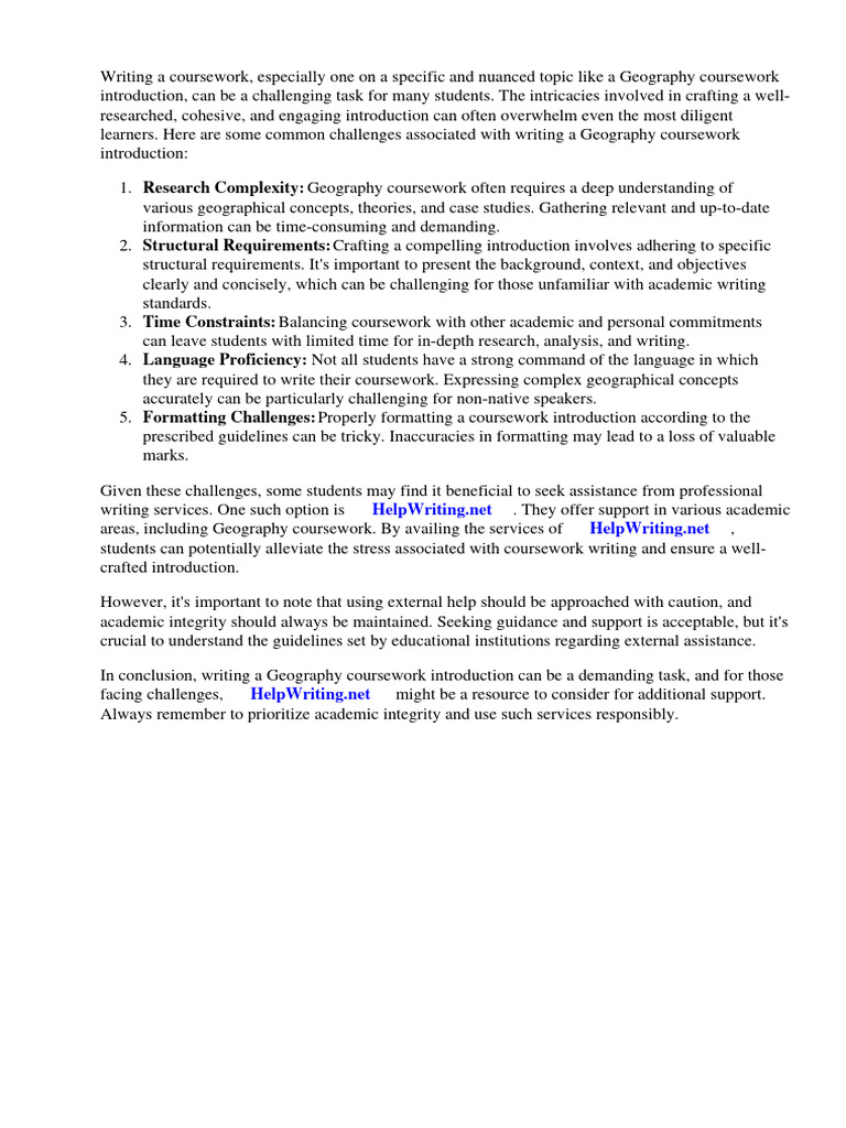 How To Write A Geography Coursework Introduction | Download Free PDF ...
