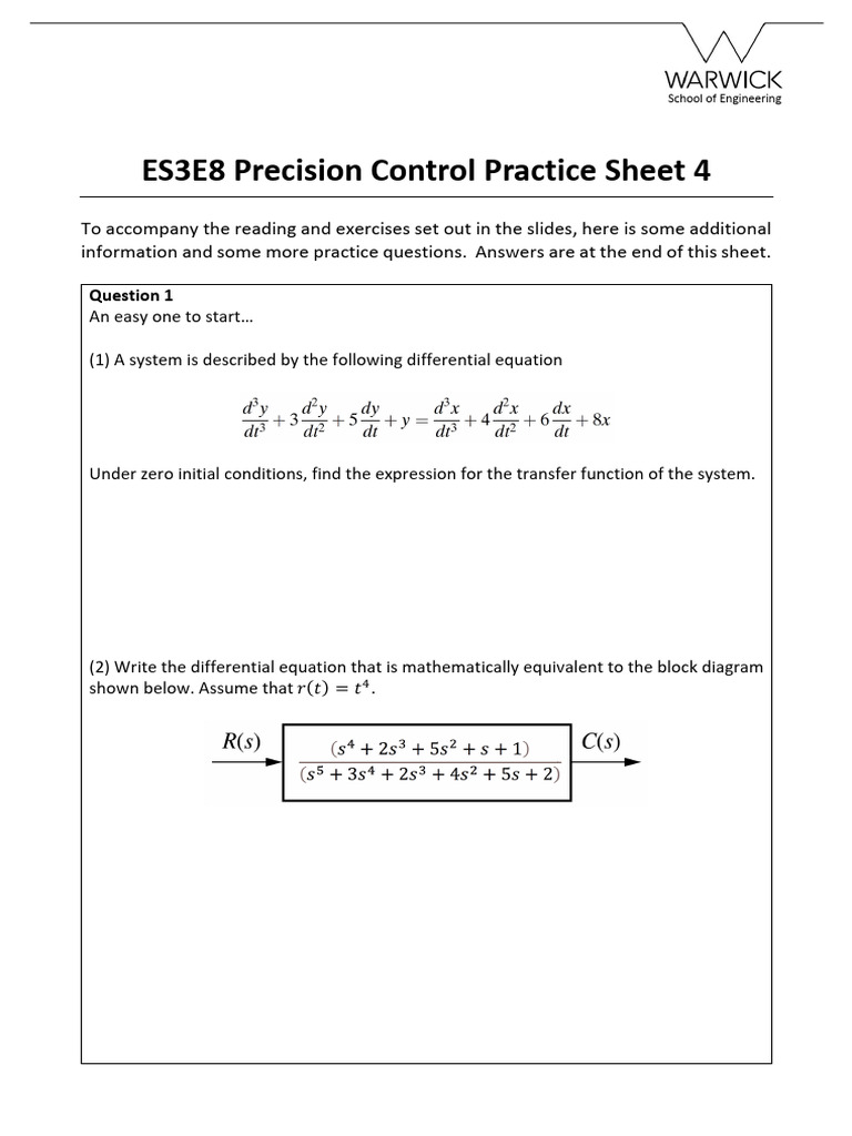 Precision Control Practice Sheet 4 | PDF | Mathematical Physics ...