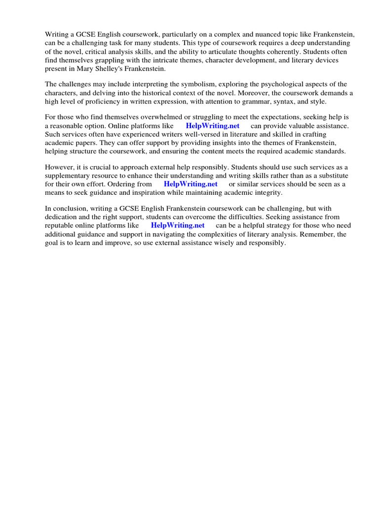 Gcse English Frankenstein Coursework | PDF | Frankenstein