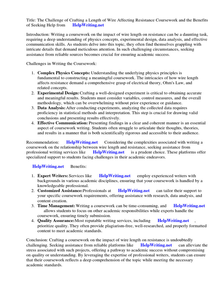 How Does Length of Wire Affect Resistance Coursework | PDF | Electrical Resistance And ...