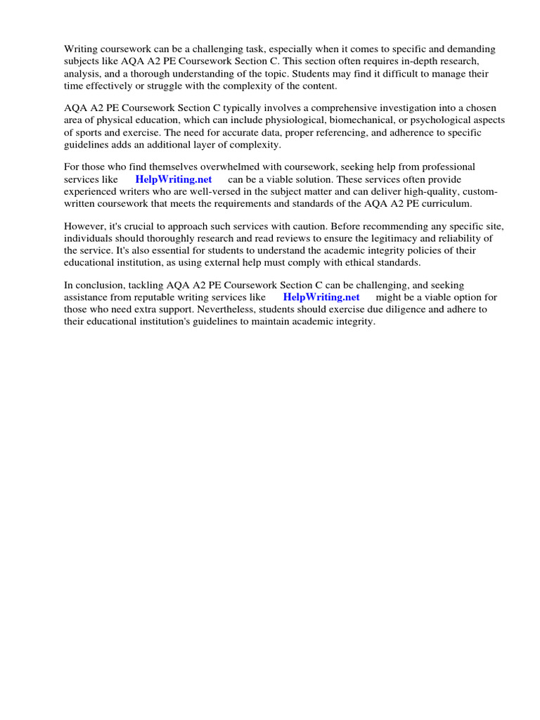 Aqa A2 Pe Coursework Section C | PDF | Physical Fitness | Foot