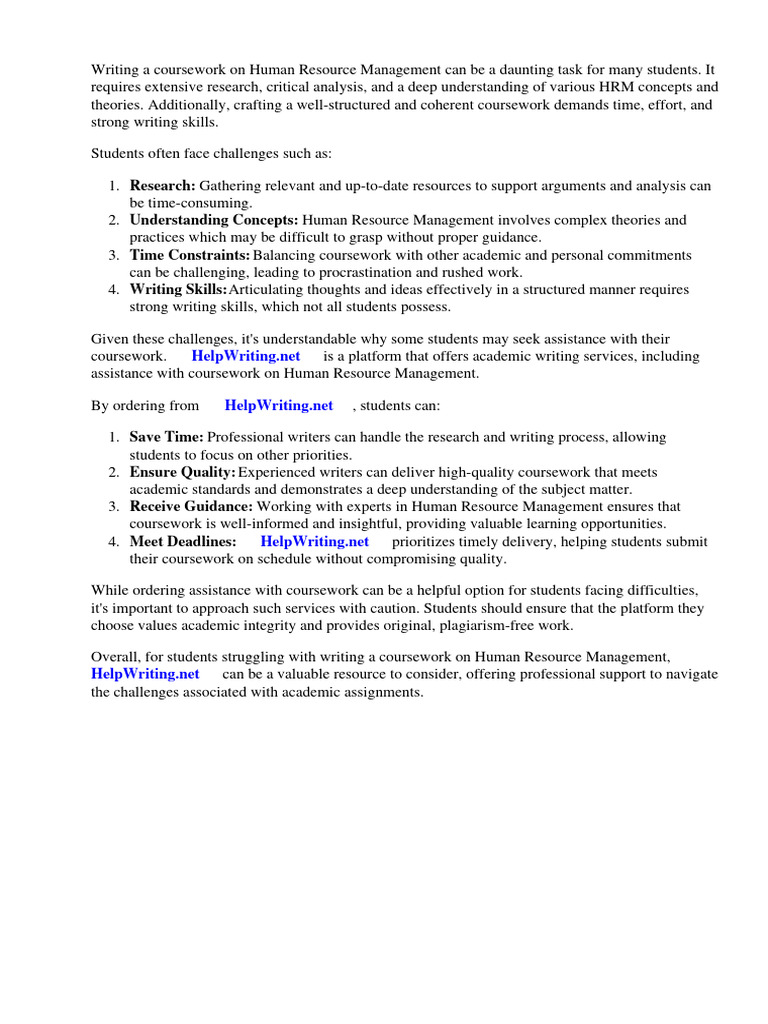 Coursework Human Resource Management | PDF | Human Resource Management ...