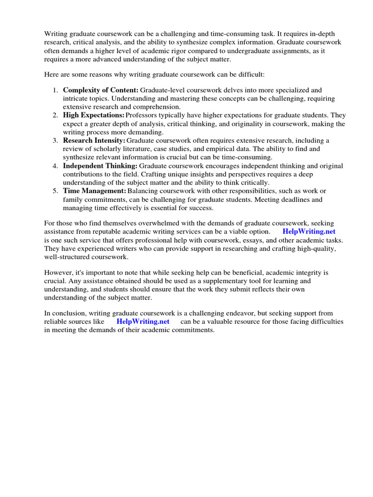 Graduate Coursework Definition | PDF