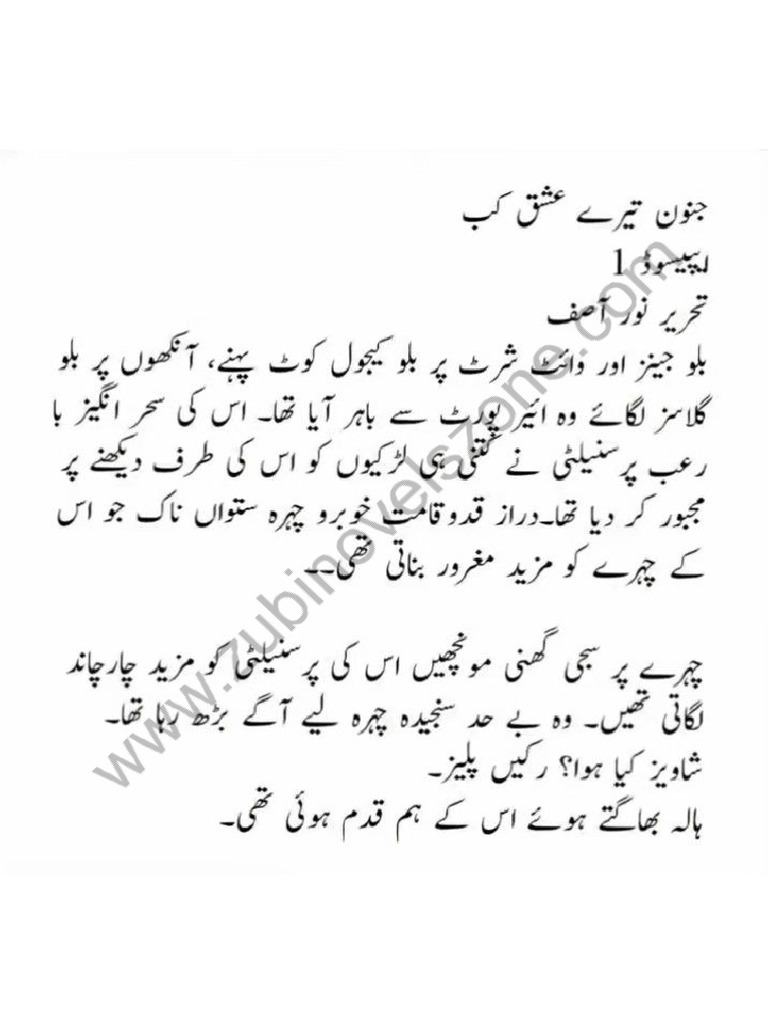 Novel Junoon Tere Ishq Ka by Noor Asif Part One Complete PDF - ZNZ Epi 1 & 10 | PDF