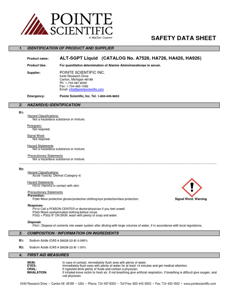 SDS Alt | PDF | Water | Personal Protective Equipment