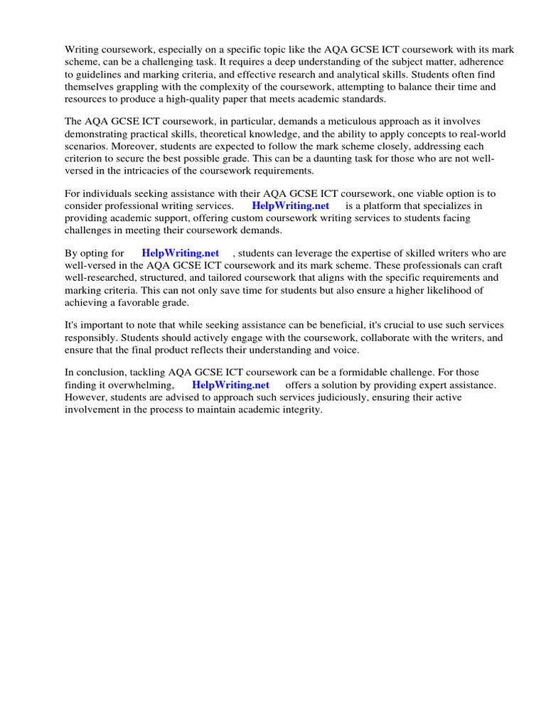 Aqa Gcse Ict Coursework Mark Scheme | PDF | Facebook | Linked In