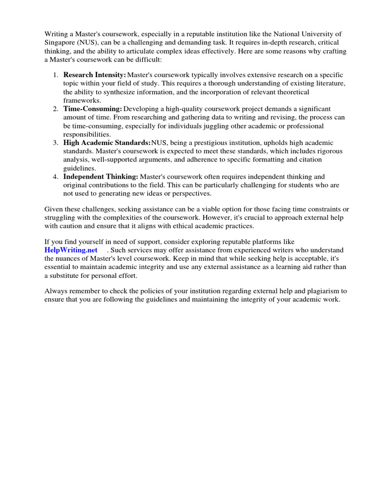 Master by Coursework Nus | PDF