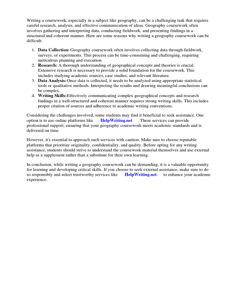 Geography Coursework Tips | PDF | Geography | Field Research