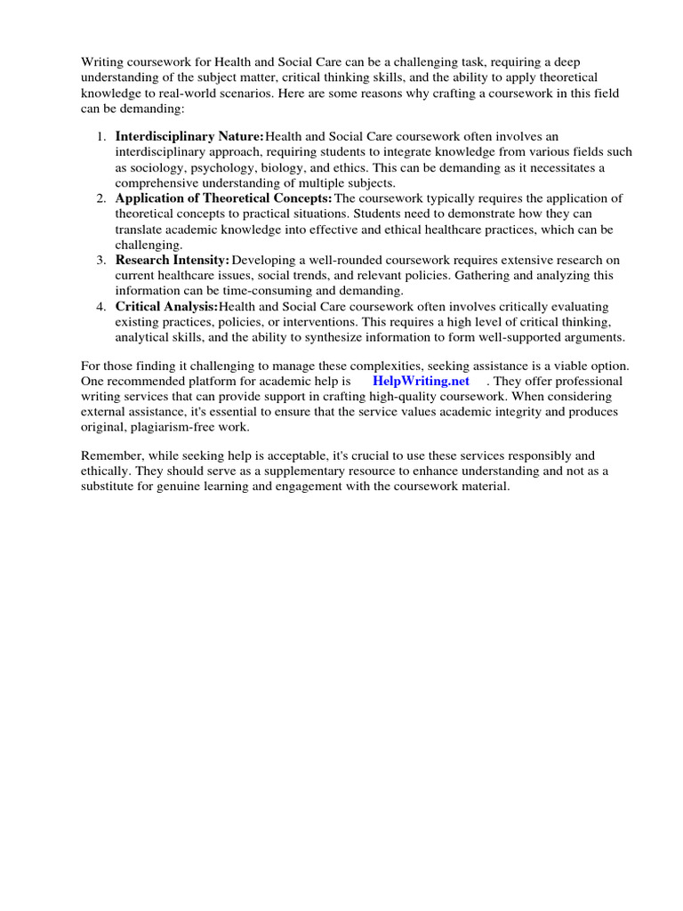 Coursework For Health and Social Care | PDF | Critical Thinking ...