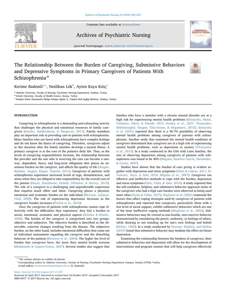 Caregiver Burden and Depression in Schizophrenia | PDF | Caregiver ...