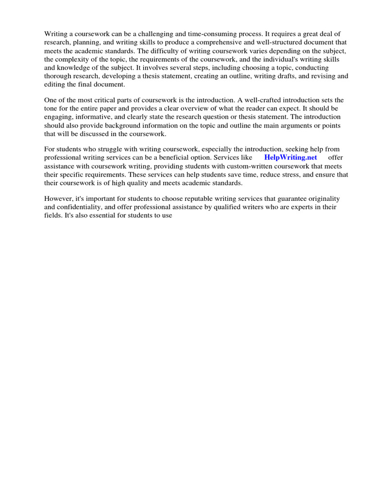 Coursework Introduction Example | PDF | Use Case | Essays