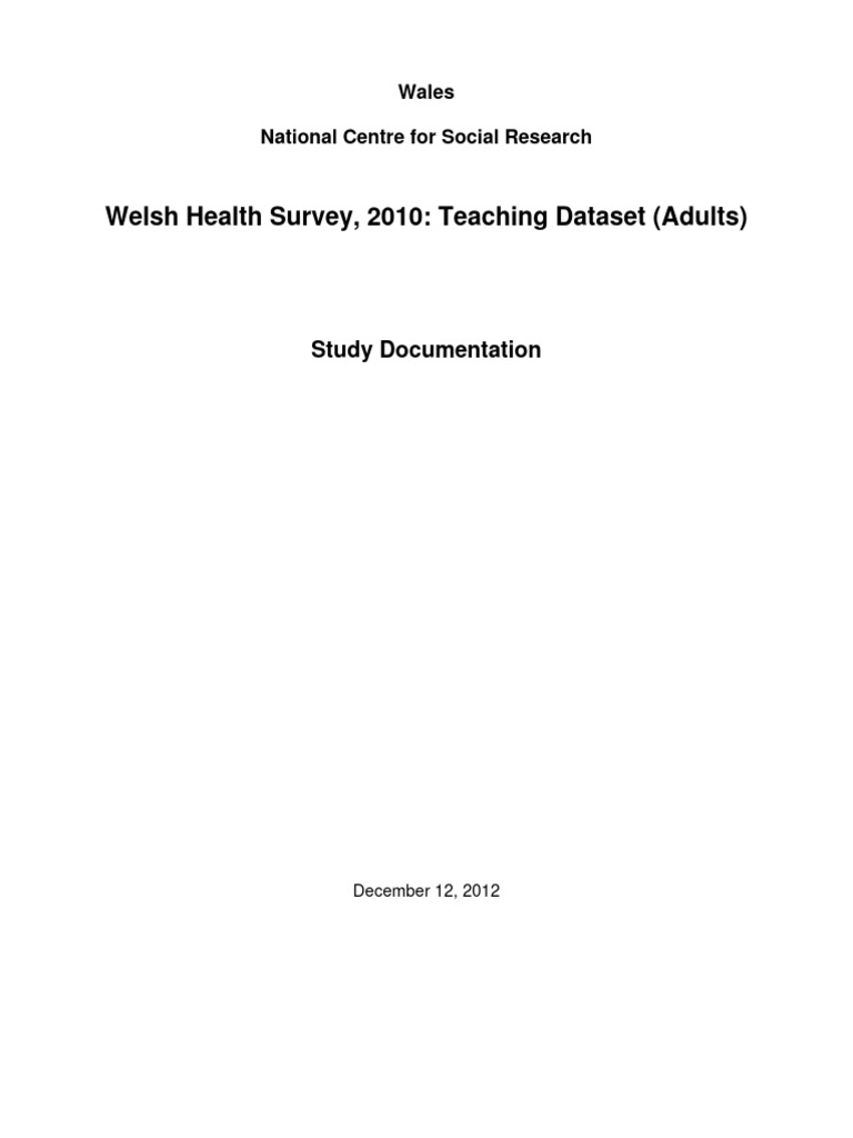 Welsh Health Survey Userguide | Download Free PDF | Sampling ...