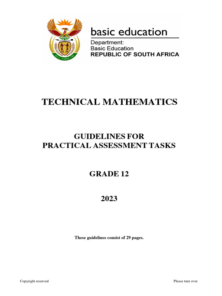 Technical Mathematics PAT GR 12 2023 Eng(0) | PDF | Mathematics | Length