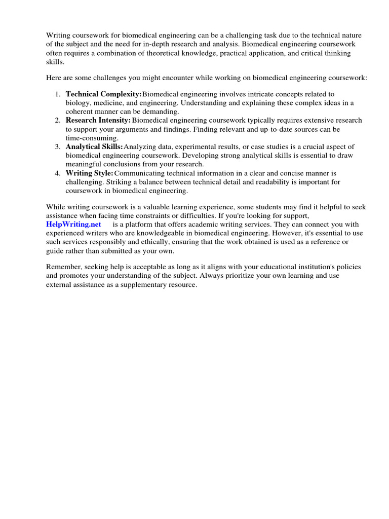 Coursework For Biomedical Engineer | PDF | Biomedical Engineering | Engineering