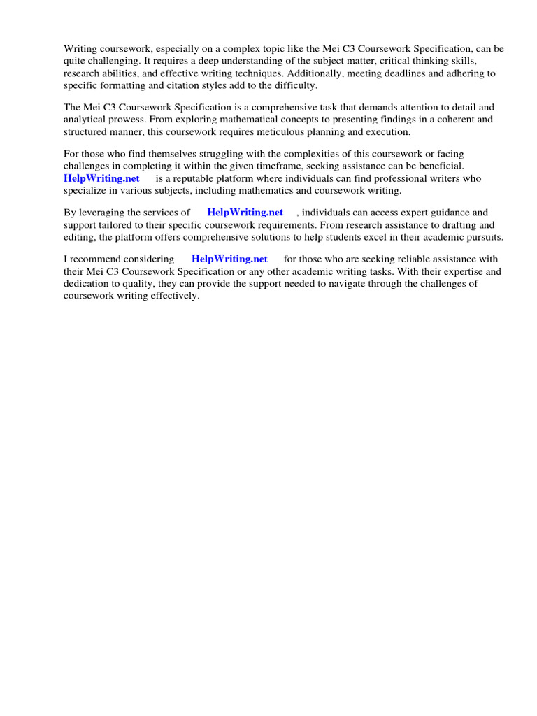 Mei c3 Coursework Specification | PDF | Mathematics | Optical Character Recognition