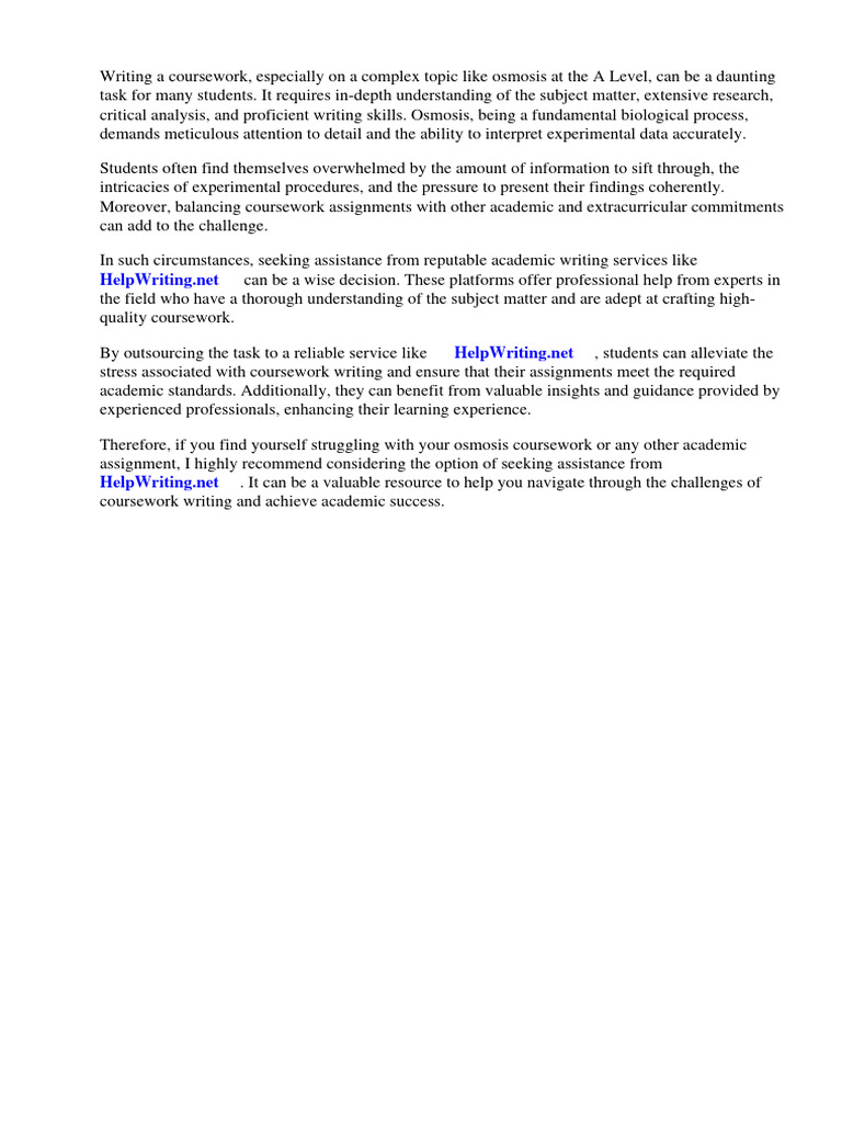 Osmosis Coursework A Level | Download Free PDF | Osmosis | Chemistry