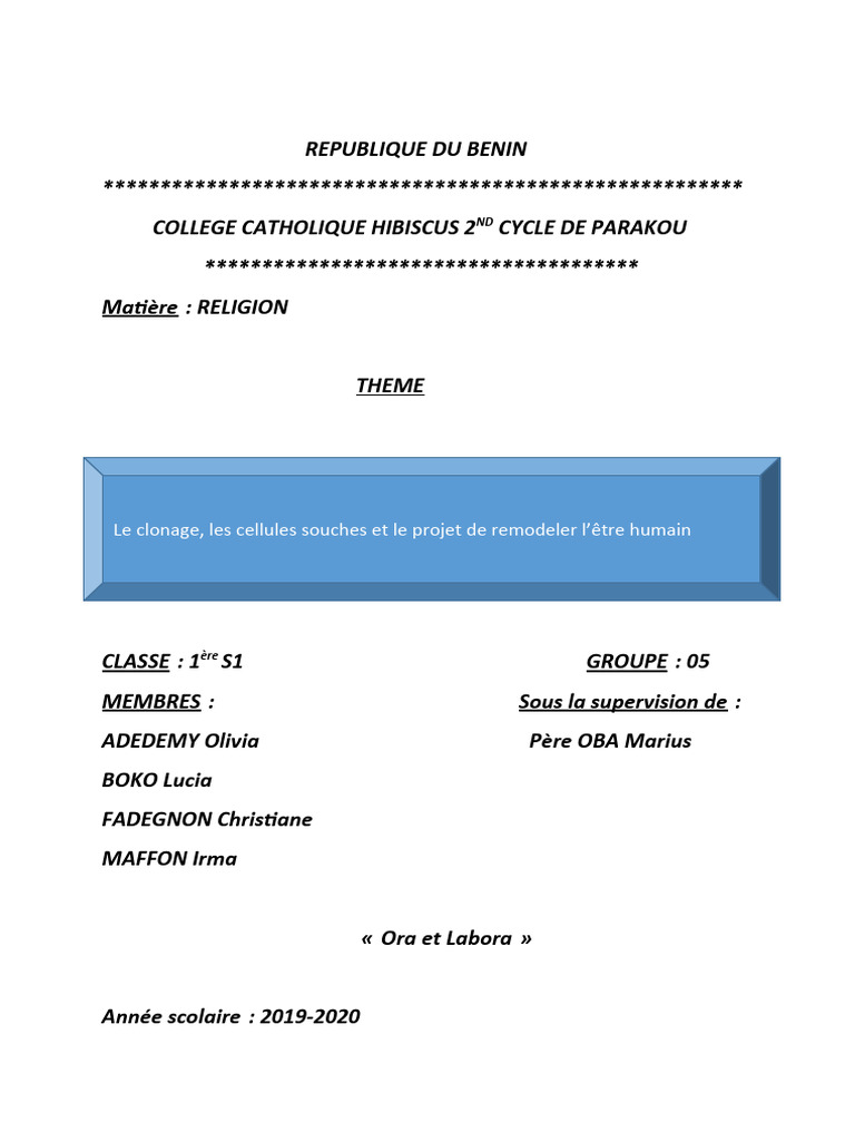 Clonage humain et cellules souches | PDF | Cellule souche embryonnaire ...