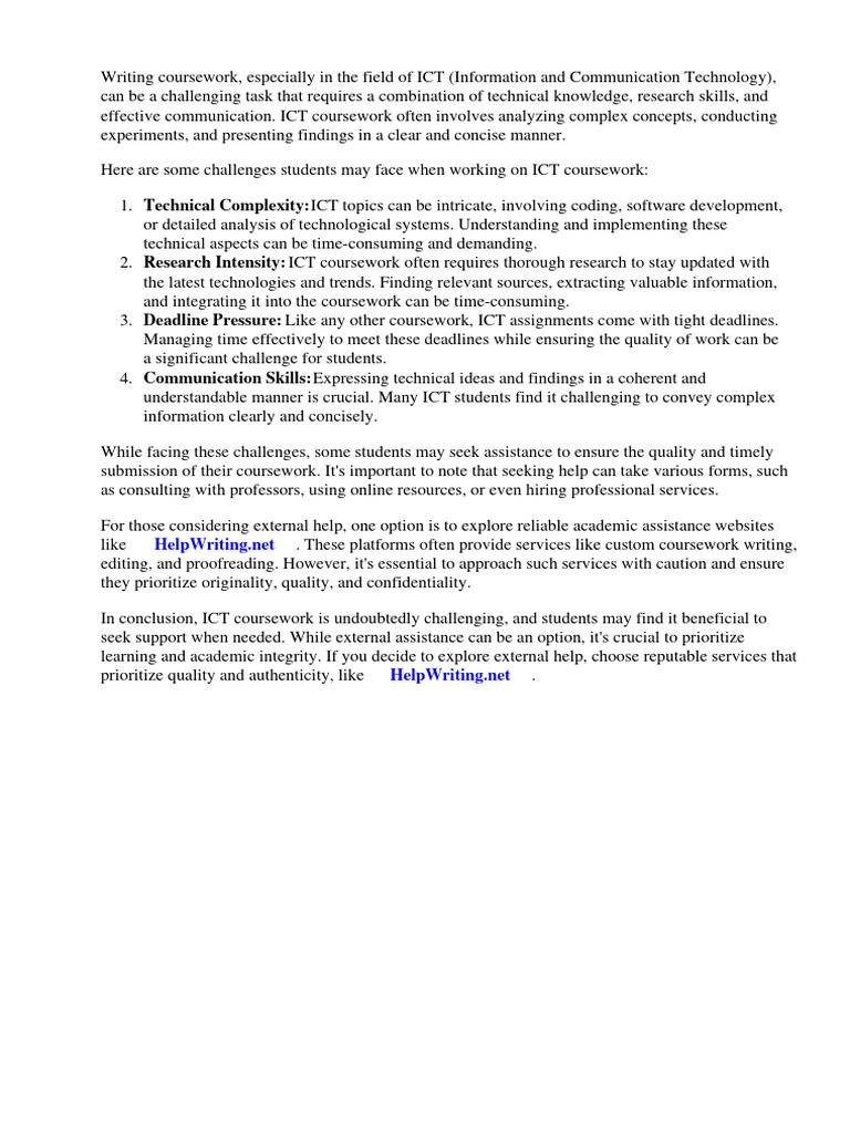 Ict Coursework Examples | PDF | Information And Communications Technology | Information