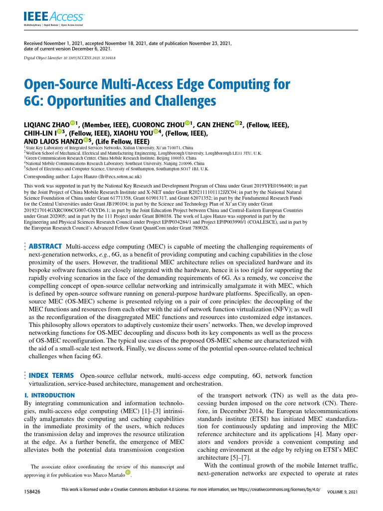 Open-Source Multi-Access Edge Computing For 6G Opportunities and ...