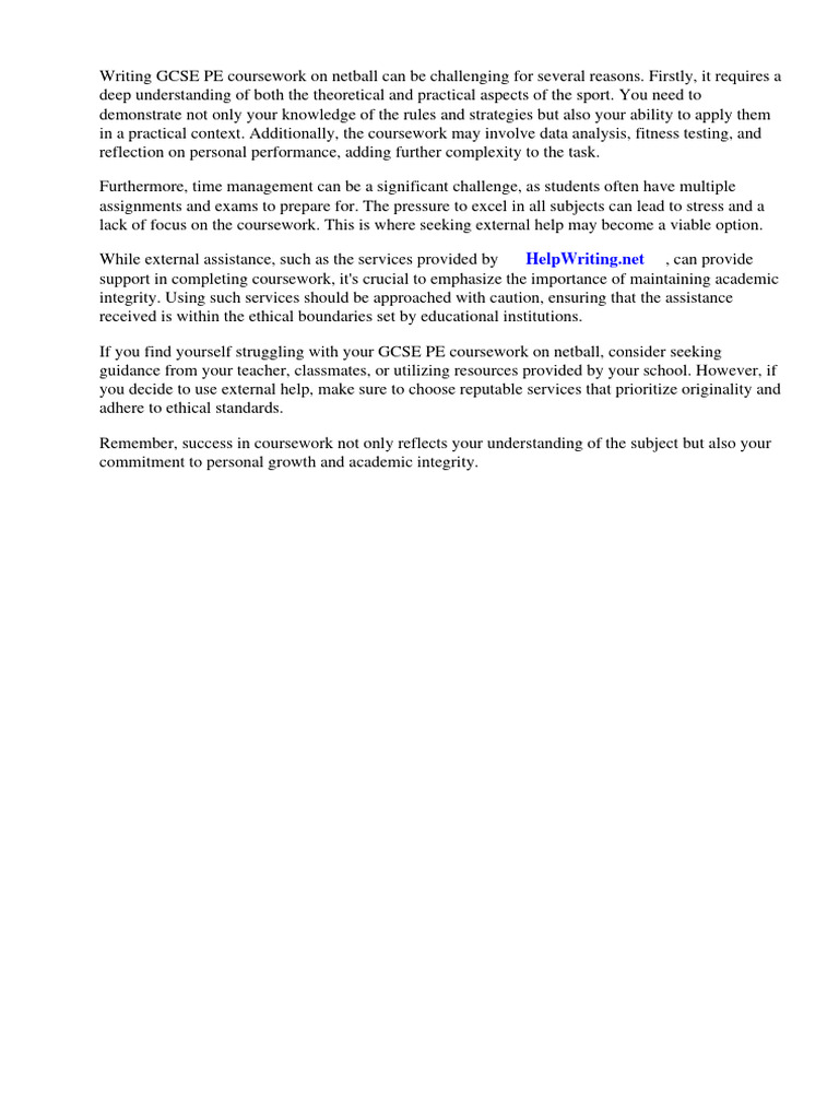 Gcse Pe Coursework Netball | PDF | Skeletal Muscle | Weakness