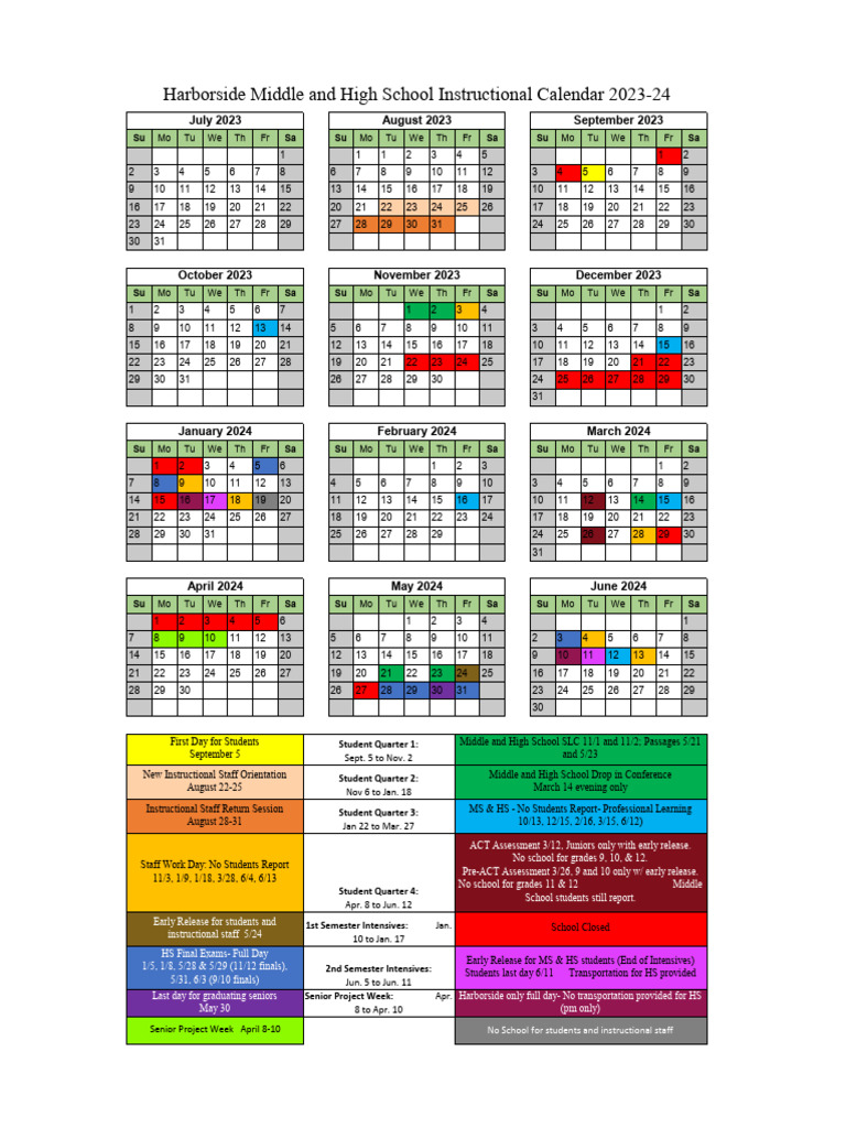 2023-2024 Instructional Calendar | PDF | Schools | Educational Institutions