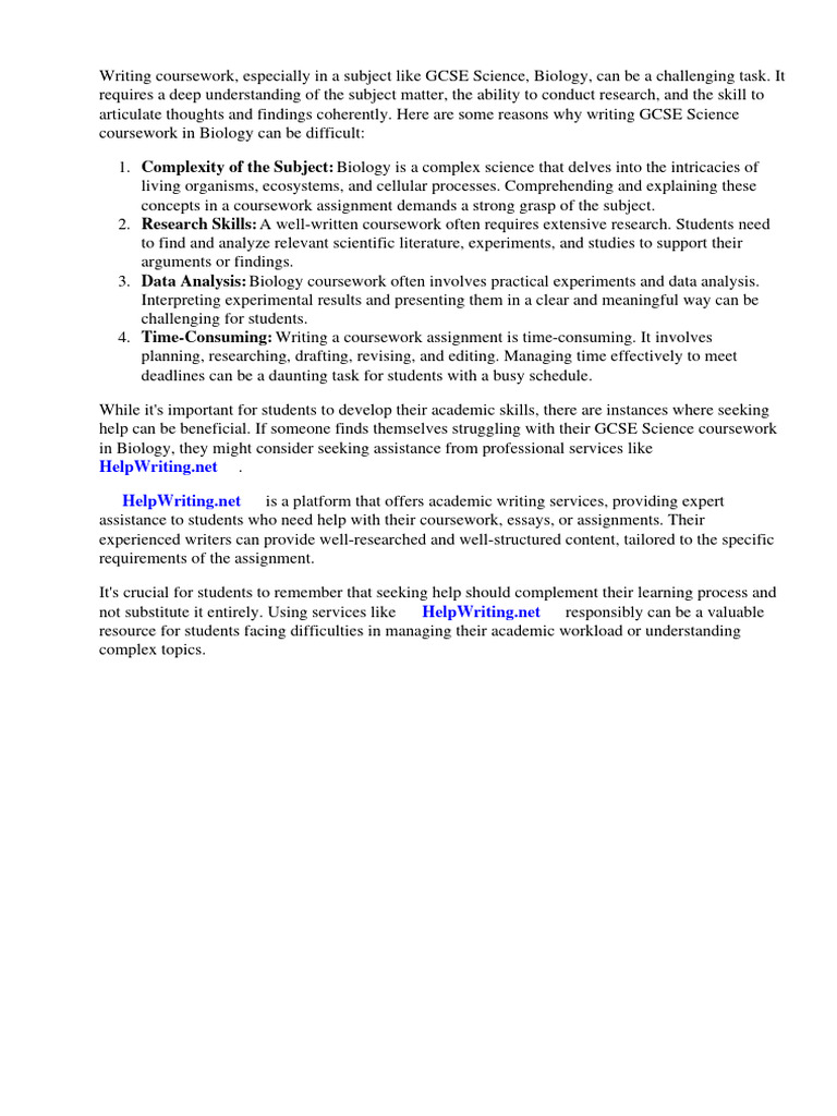 Gcse Science Coursework Biology | PDF | Linked In | Facebook