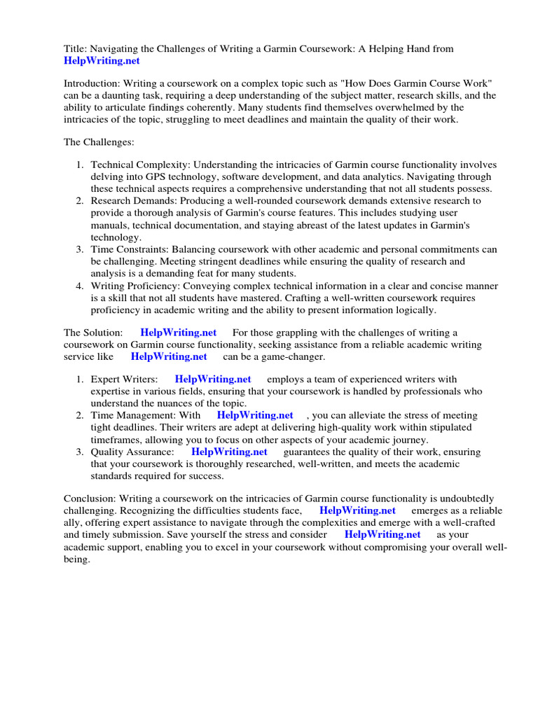 Garmin Coursework Writing Challenges | PDF | Mobile App | Computing