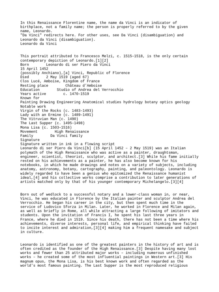 Leonardo Da Vinci | PDF | Leonardo Da Vinci