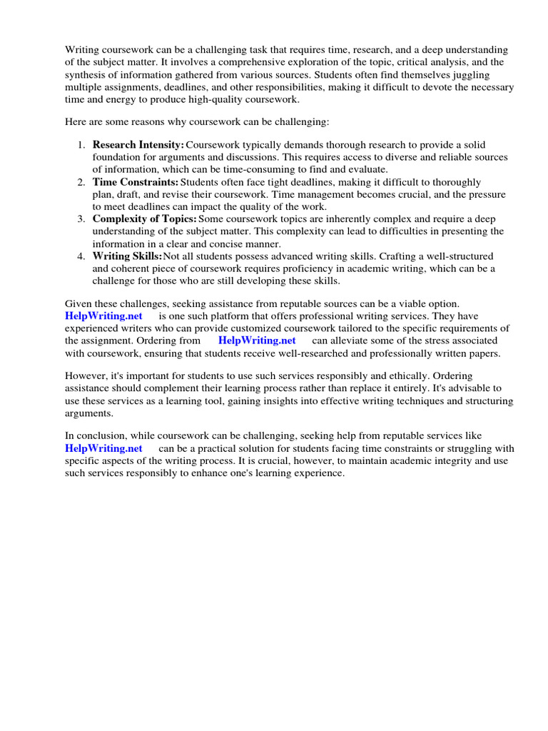 Coursework or Exams | PDF | Essays | Learning