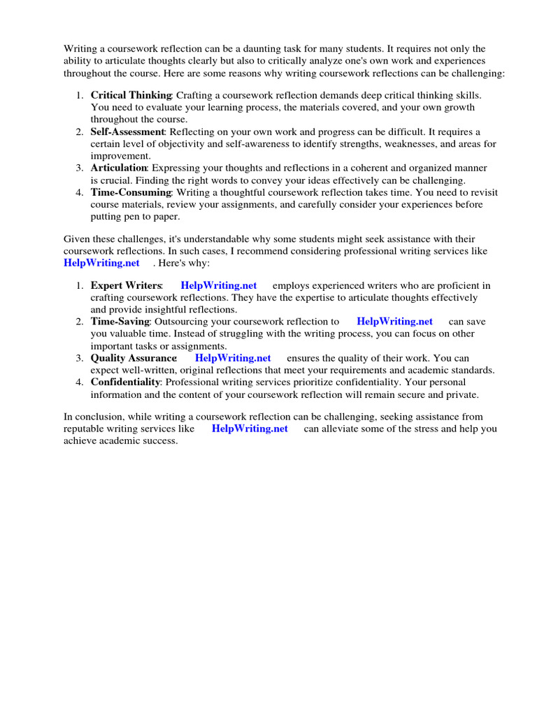Coursework Reflection | PDF