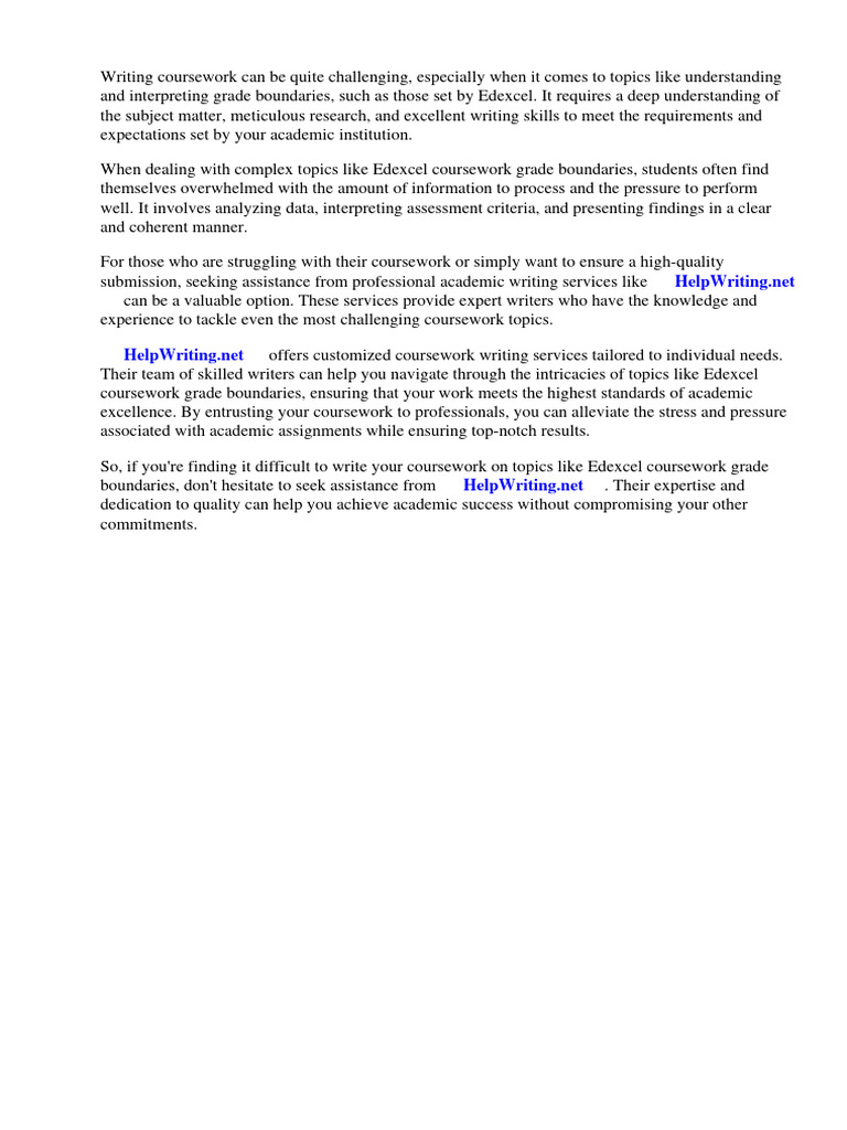 Edexcel Coursework Grade Boundaries | Download Free PDF | Student Assessment And Evaluation ...