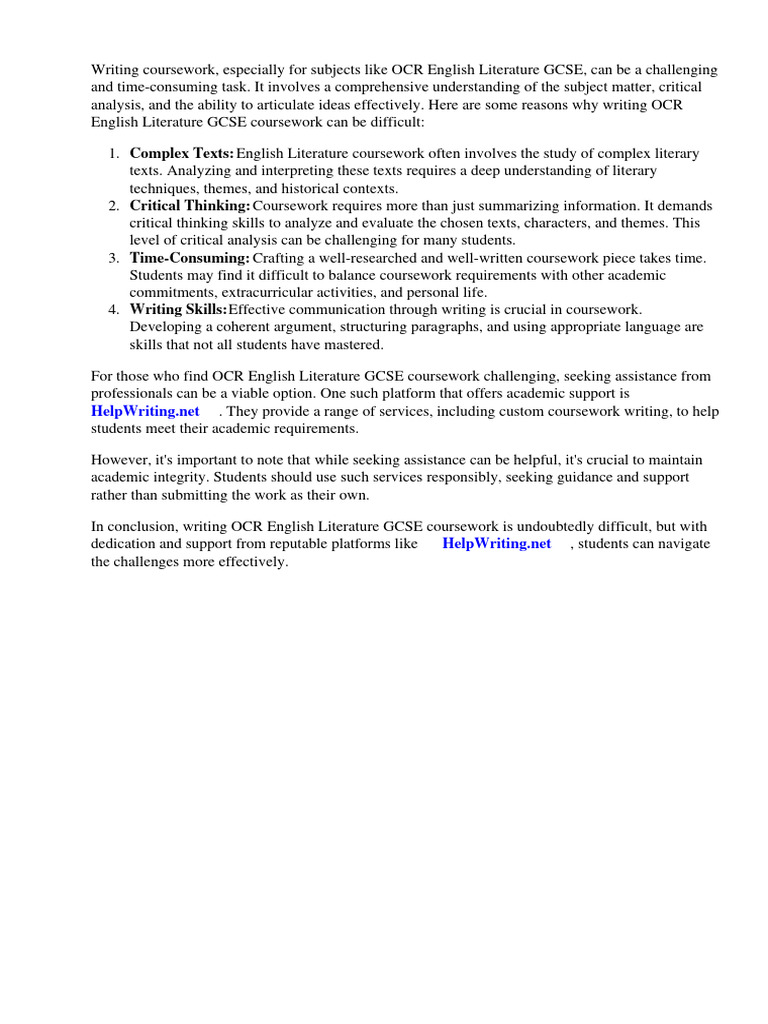 Ocr English Literature Gcse Coursework Mark Scheme | PDF | Critical ... Ocr English Literature Gcse Coursework Mark Scheme | PDF | Critical ...