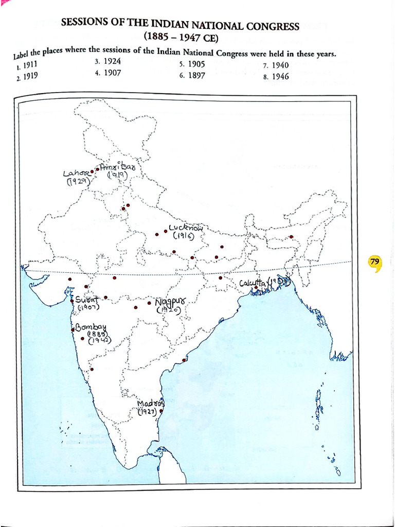 MAP WORK (Sessions of The Indian National Congress) | PDF