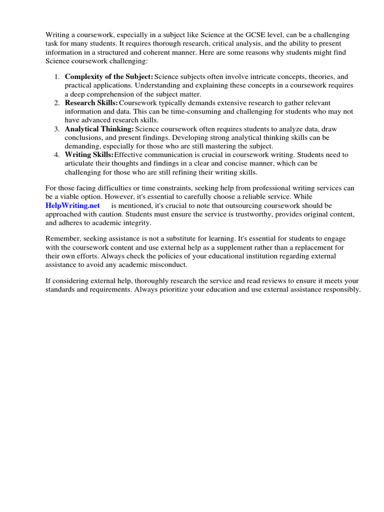 Science Coursework Gcse Help | PDF | Science | Thought