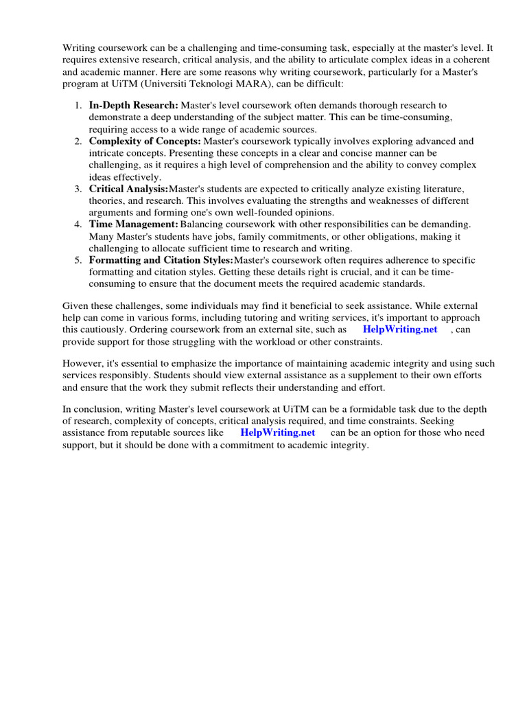 Uitm Coursework Master | PDF | Postgraduate Education | Academic Degree