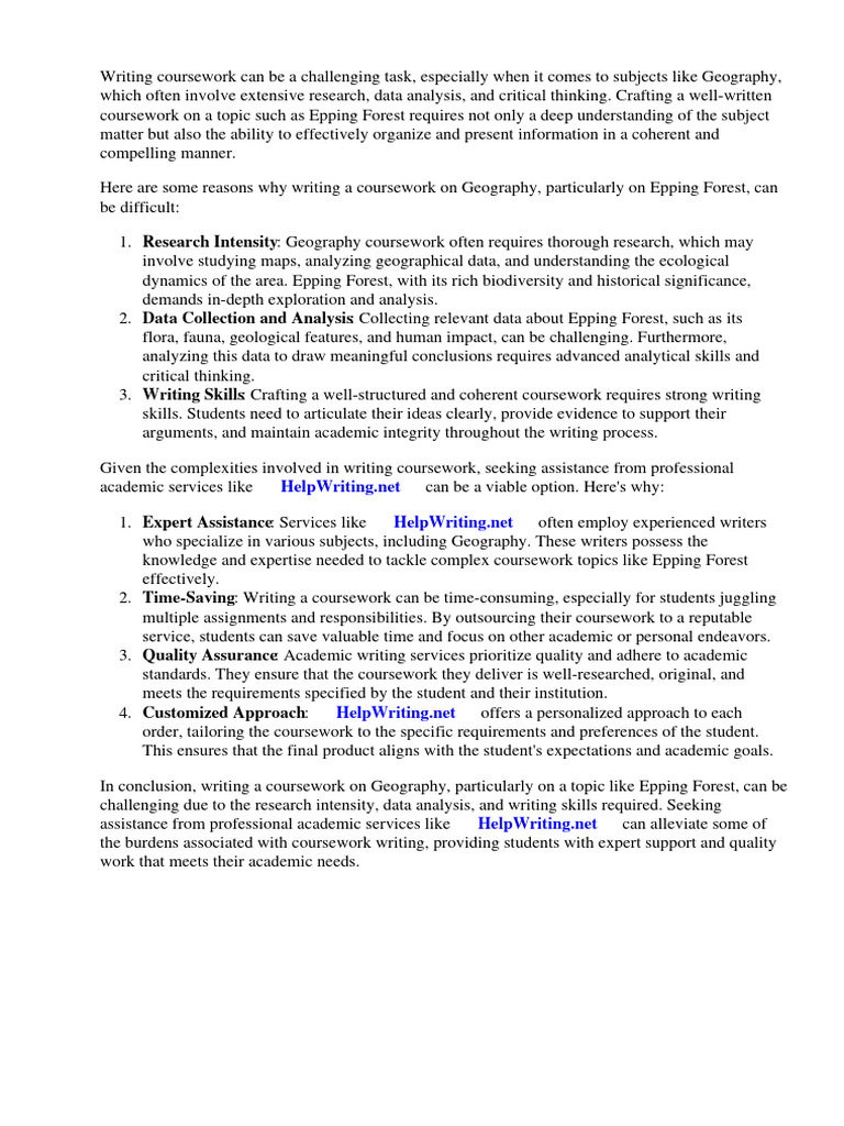Geography Epping Forest Coursework | PDF | Geography | Soil