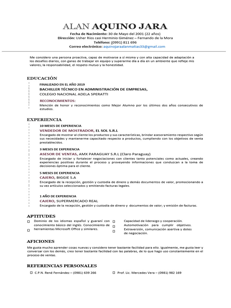 CV Alan | Descargar gratis PDF | Business
