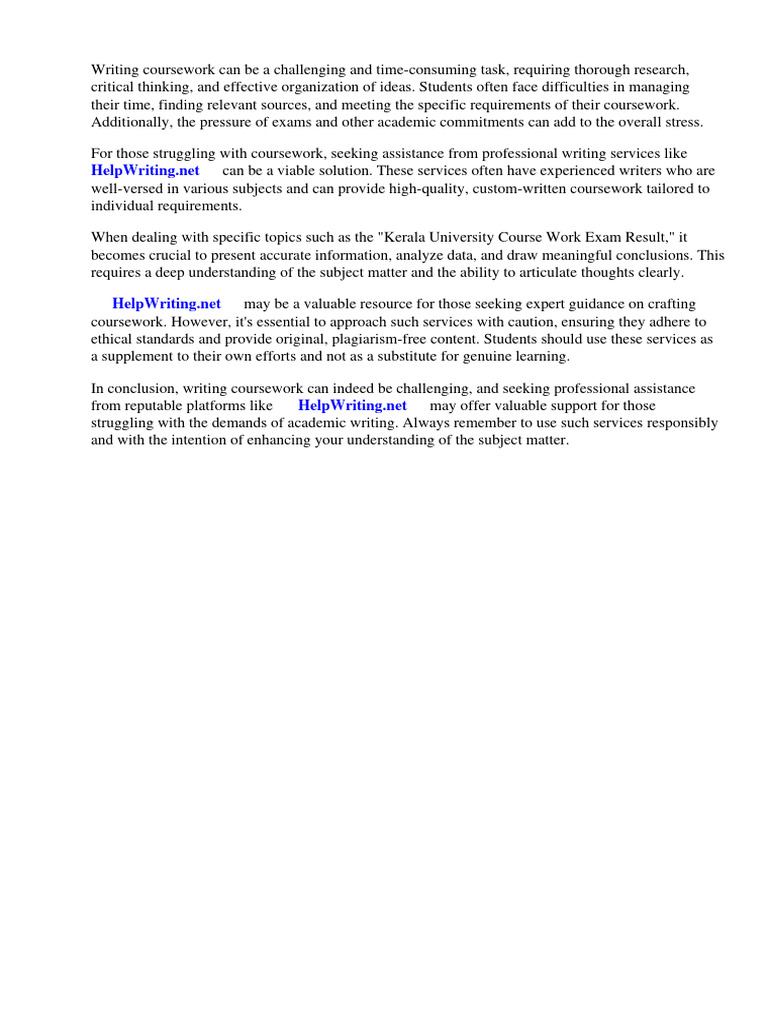 Kerala University Course Work Exam Result | PDF | Undergraduate ...