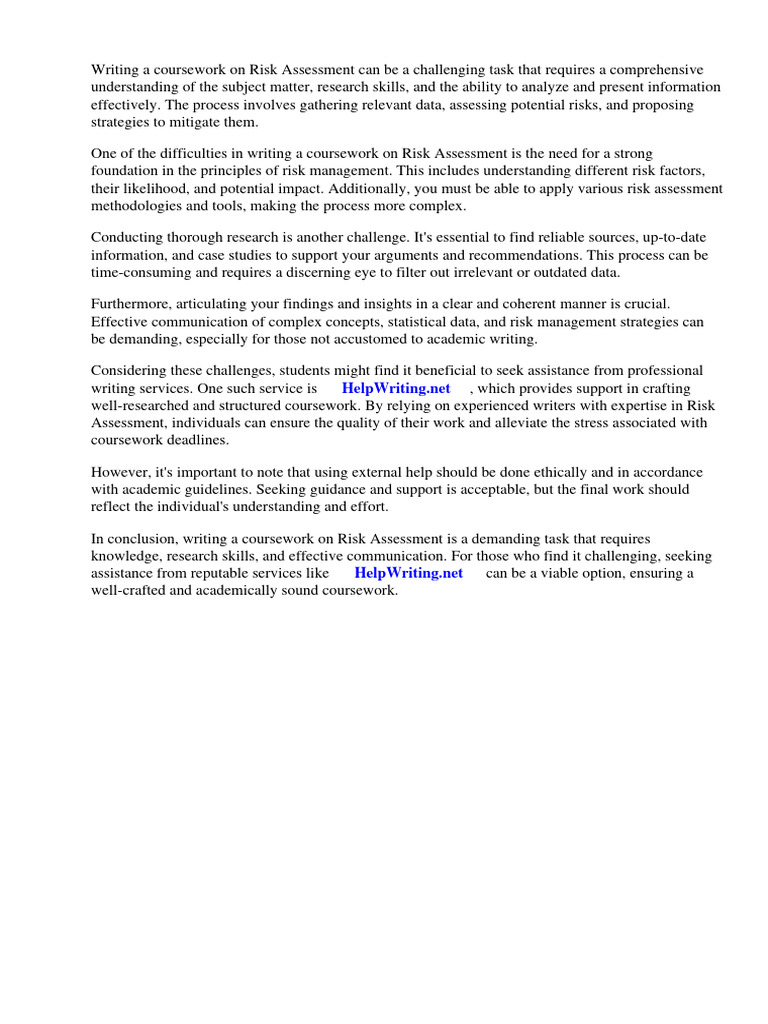 Coursework Risk Assessment | PDF | Risk | Risk Assessment