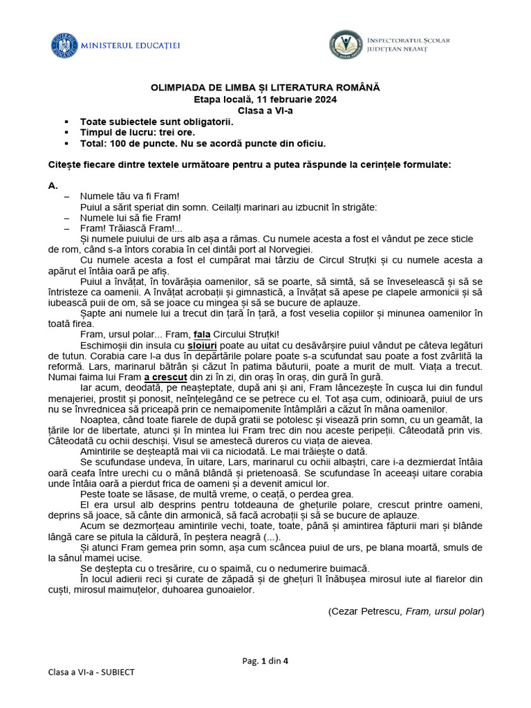 Ollr 6 Subiect | PDF