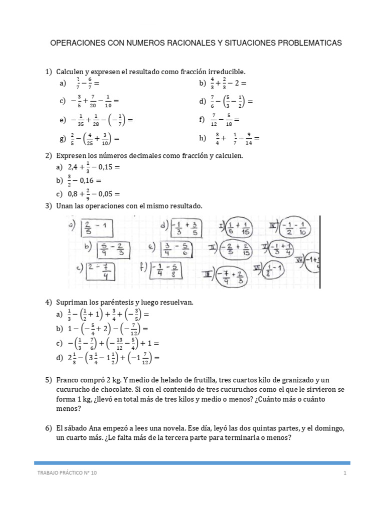 Operaciones Con Numeros Racionales | PDF | Números | Aritmética
