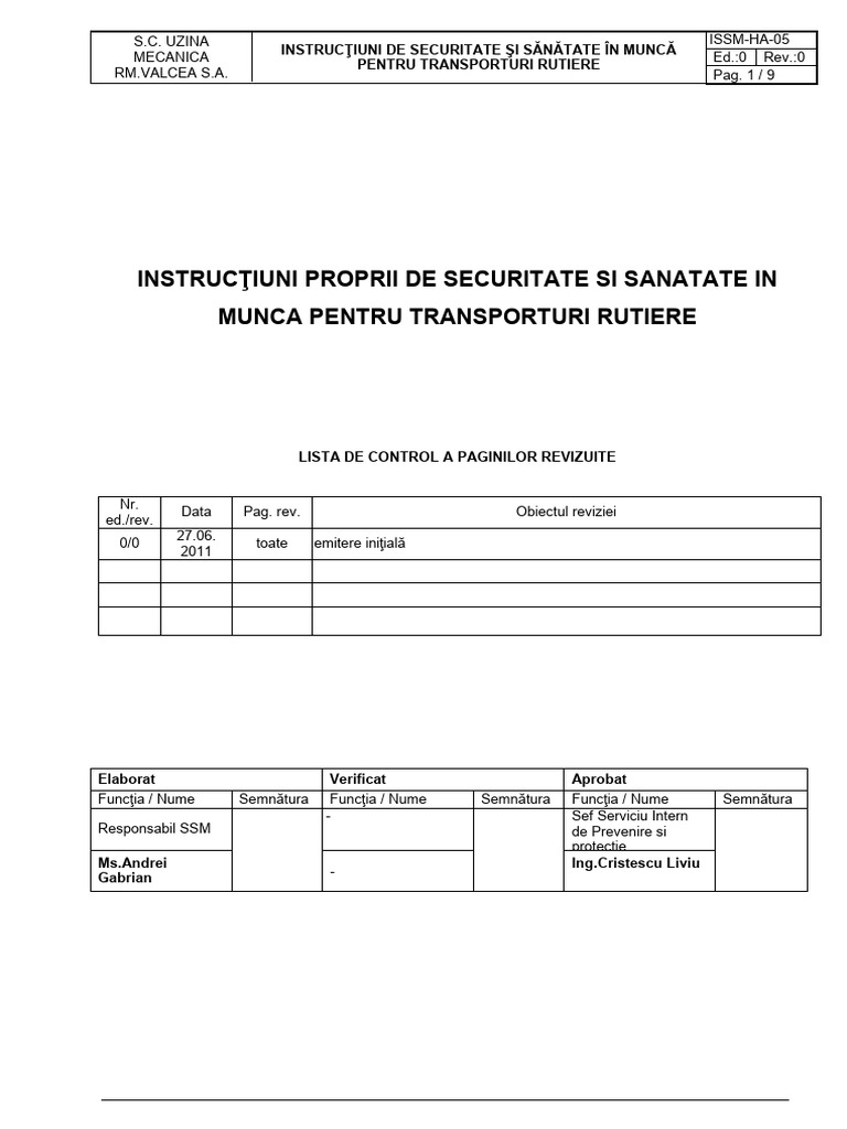 ISSM VL 11 Transporturi Rutiere | PDF