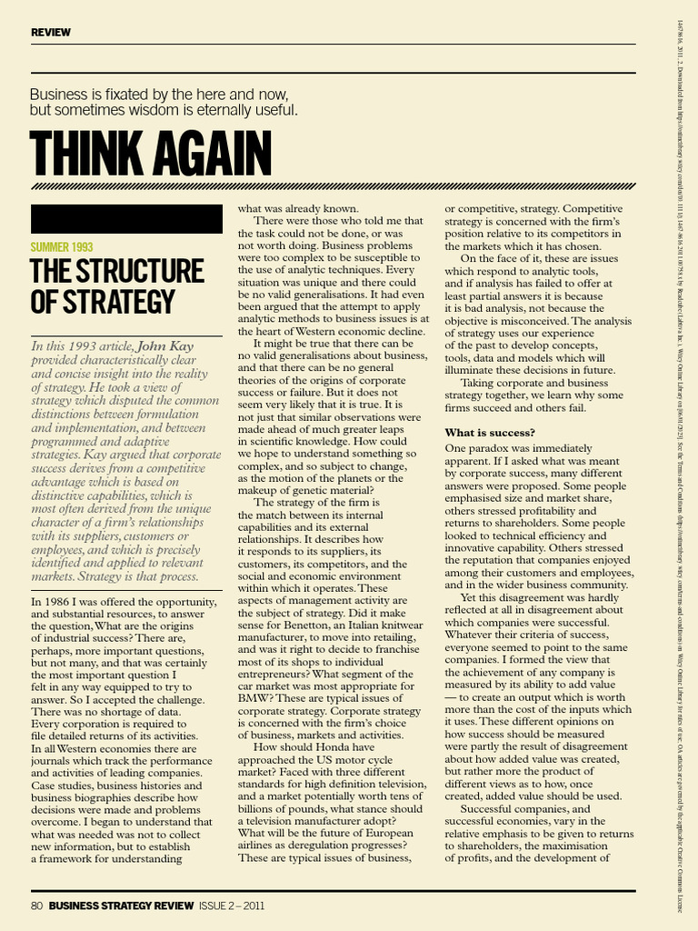 The Structure of Strategy | PDF | Strategic Management | Competitive ...